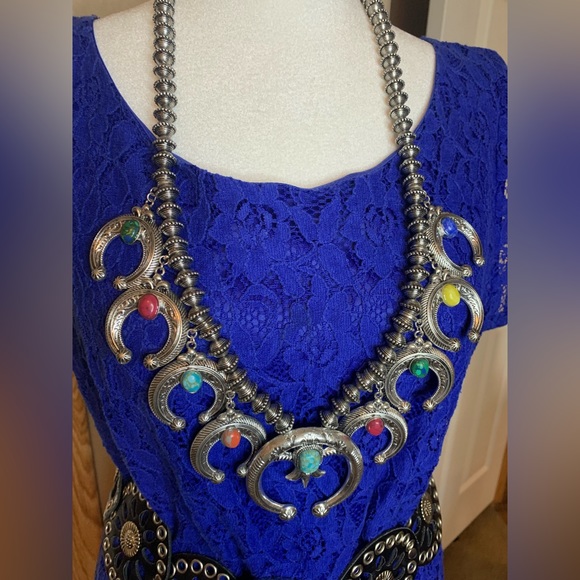 Boutique | Jewelry | Western Multi Color Squash Blossom Necklace Nwt ...